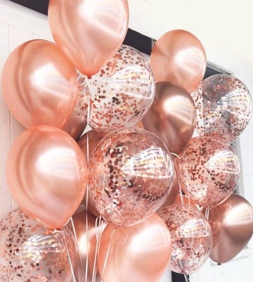 Rose Gold Chrome Confetti Balloon Bouquet