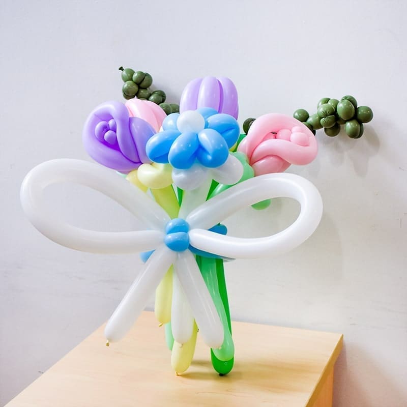 Candy Pastel Twist Balloon Flower Stalk Bouquet - funlah.com