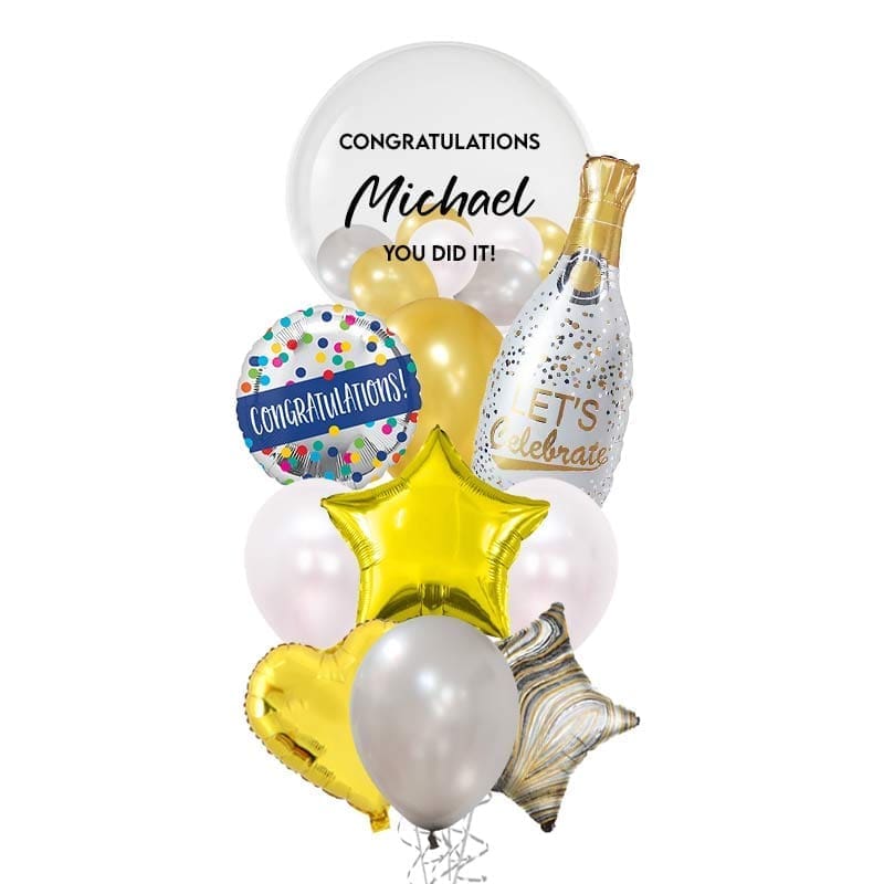 XXL Congratulations White Champagne Balloon Bouquet - funlah.com