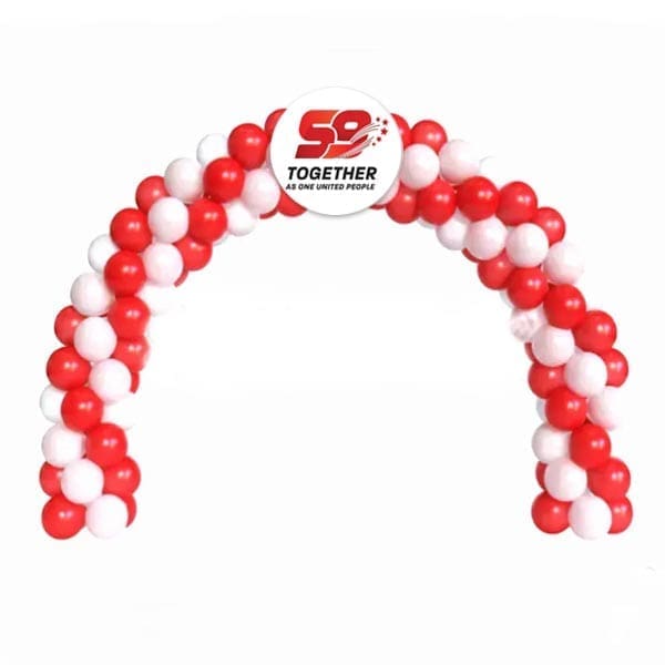 National Day Standard Balloon Arch Spiral Design with Signage Board